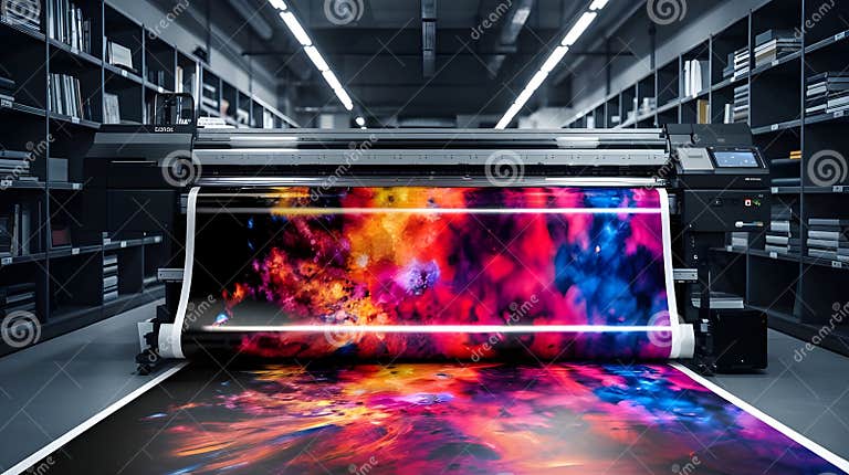 Large Format Printer Printing Vibrant Abstract Artwork Stock ...