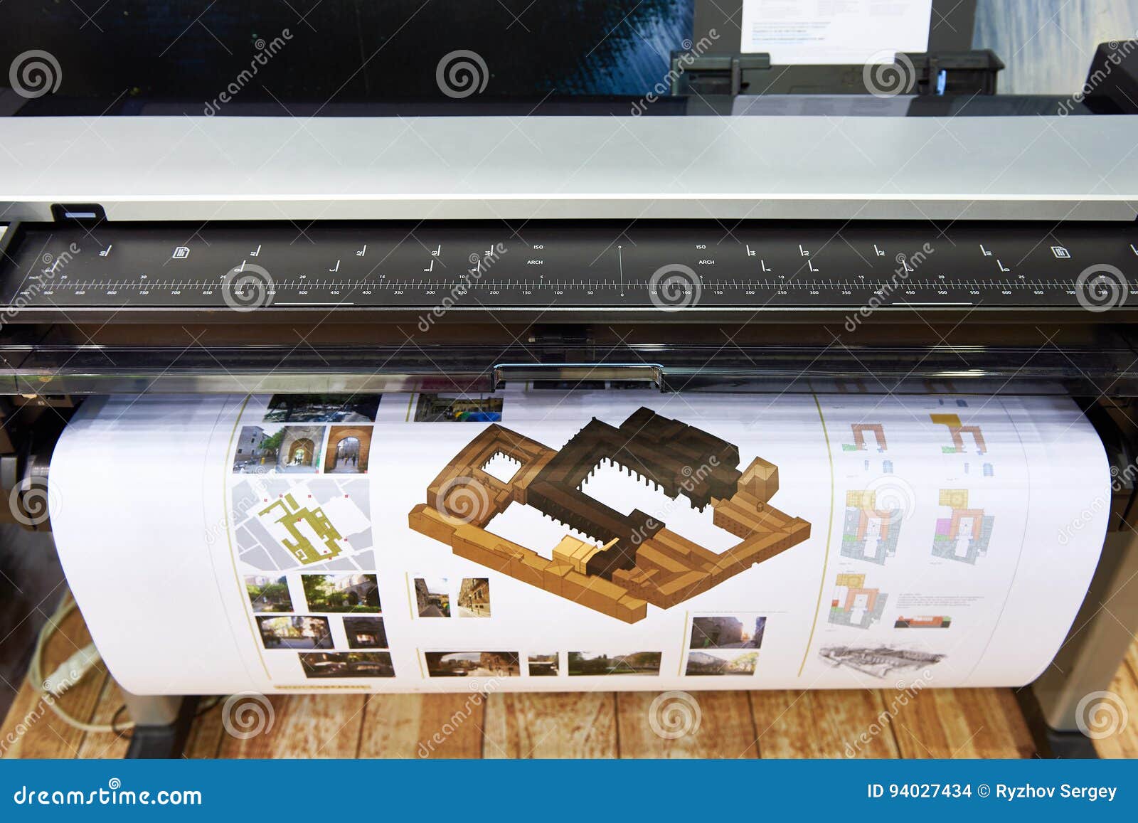 Large Format Printing on Color Plotter Stock Photo - Image of printing ...