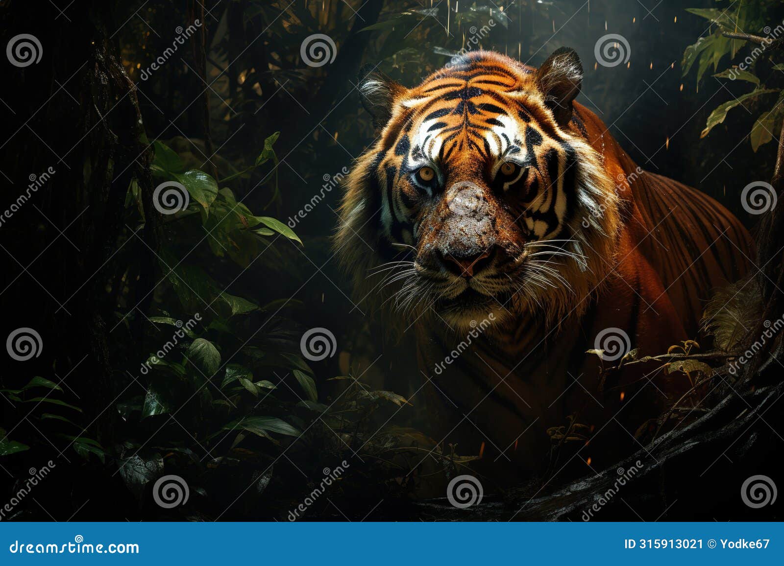 A Large And Formidable Tiger In The Deep Forest. Wildlife Animals ...