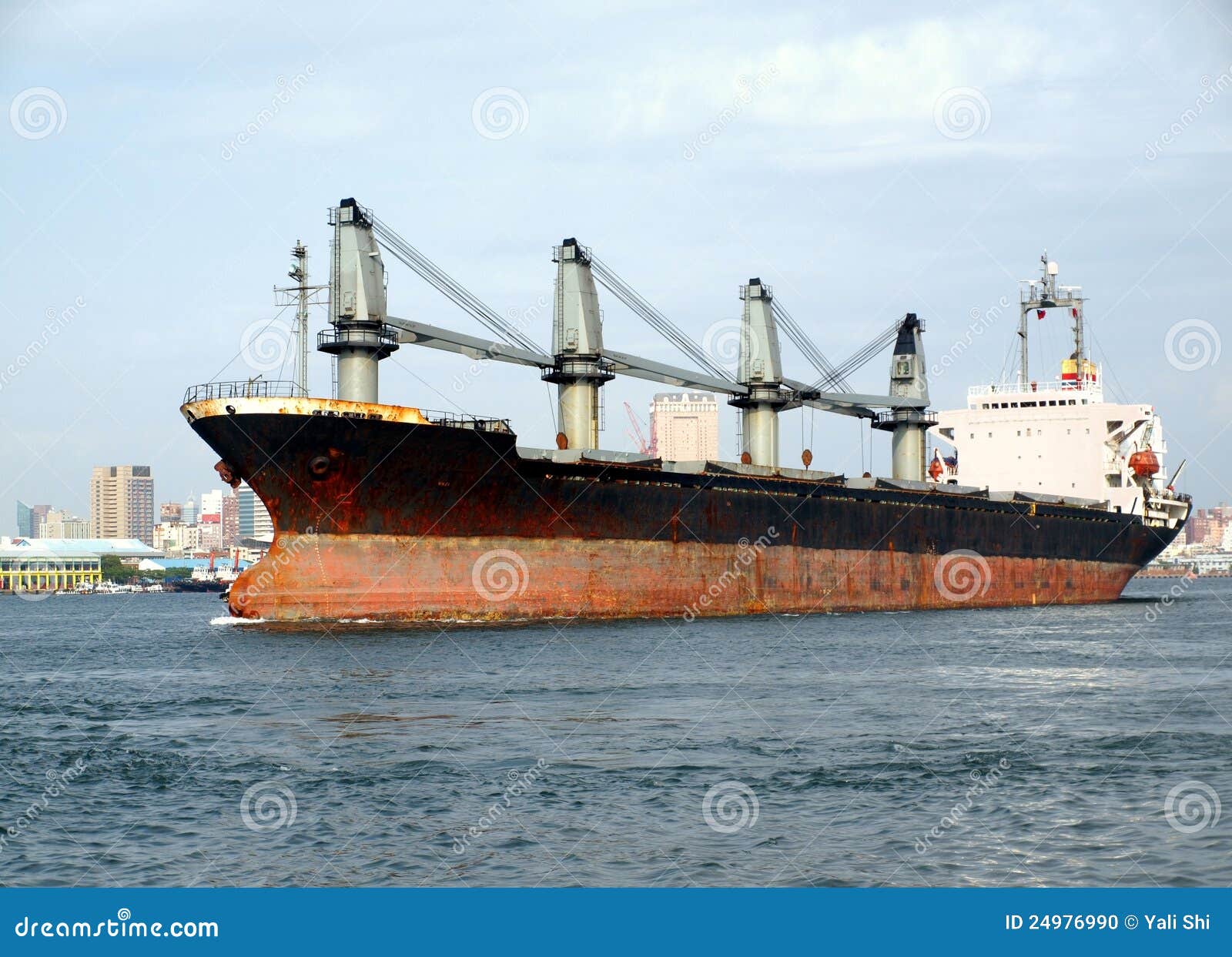 Large Freighter Leaves Kaohsiung Stock Photo - Image of city, hull ...