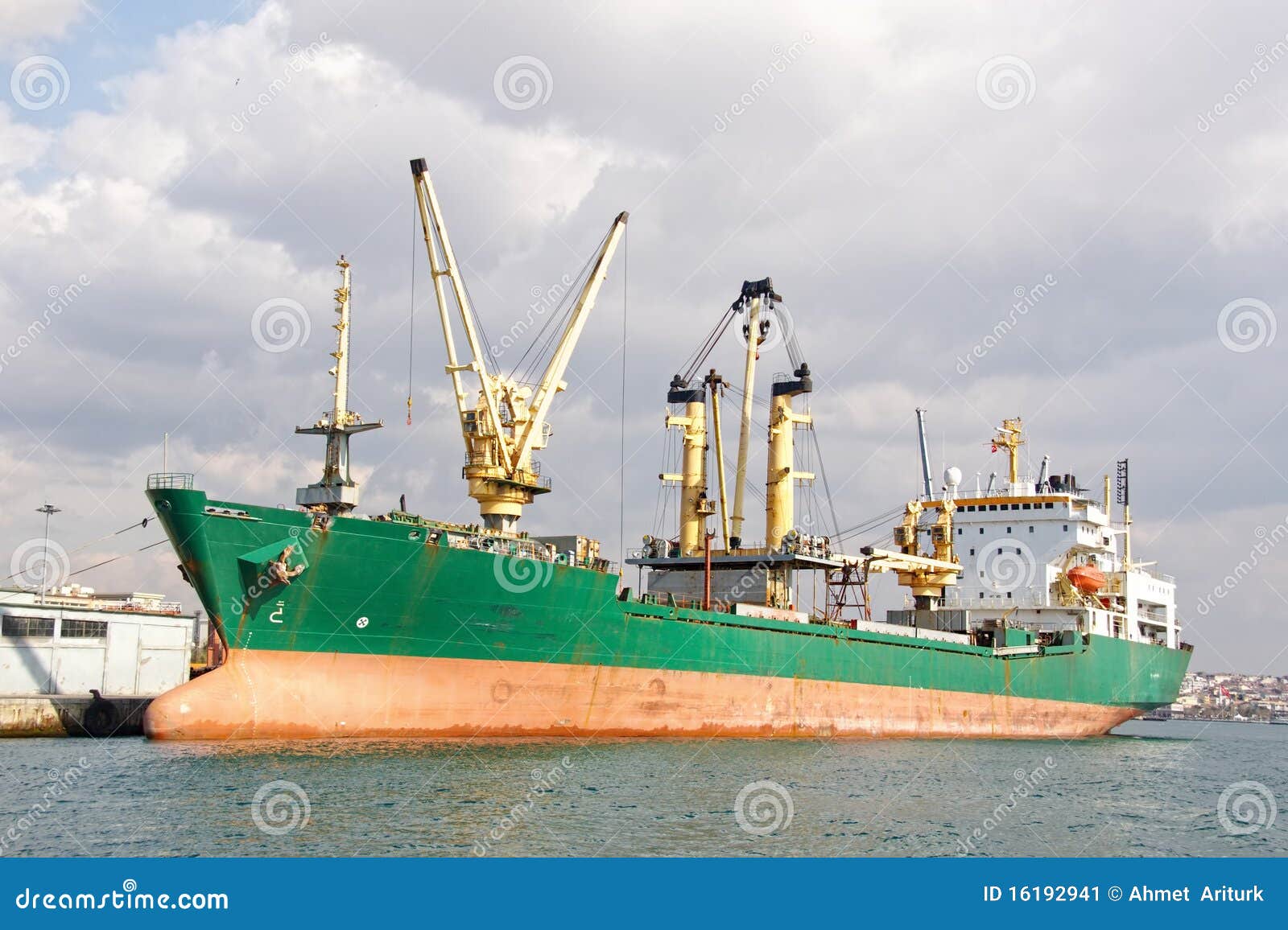Large freighter ship stock image. Image of harbour, industry - 16192941