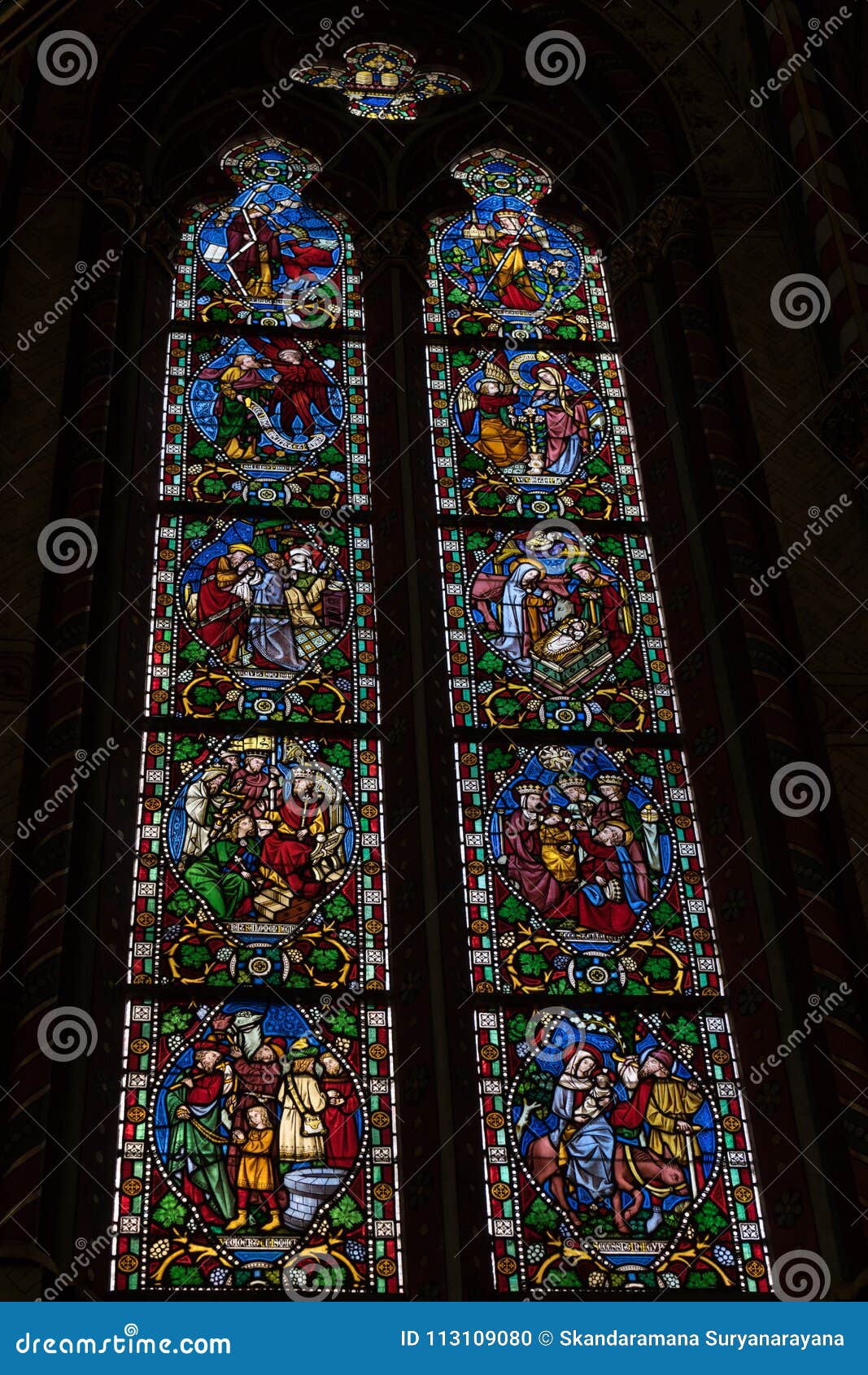 A Large French Window with Design Pattern Stock Photo - Image of ...