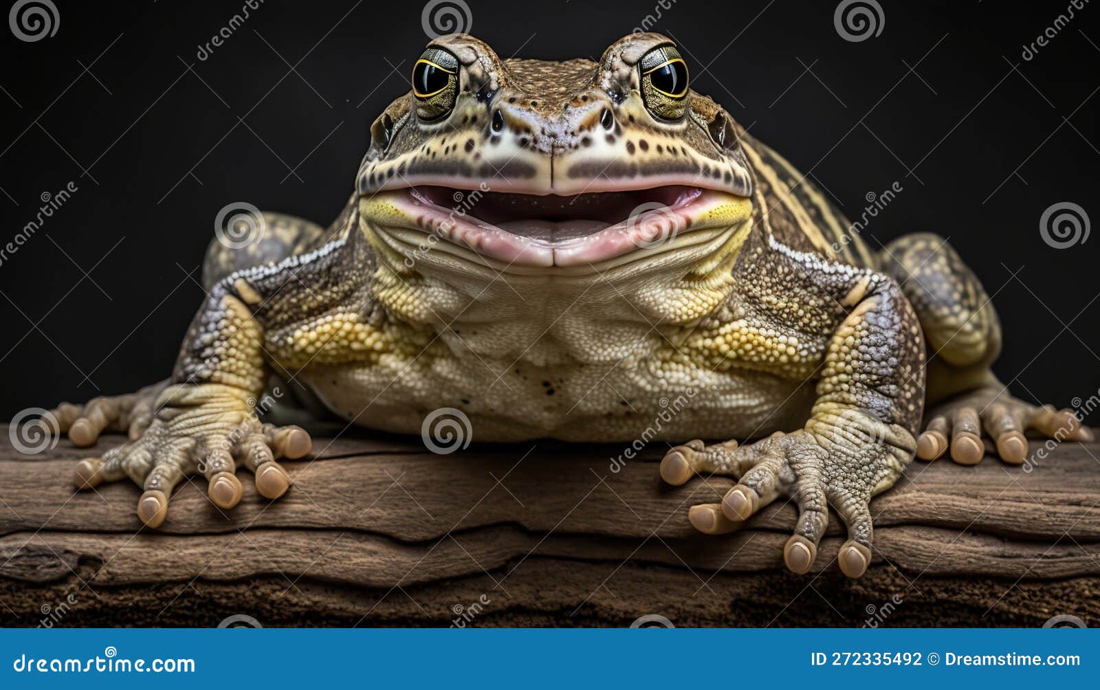 A Large Frog with Its Mouth Open Sitting on a Branch Stock Illustration ...