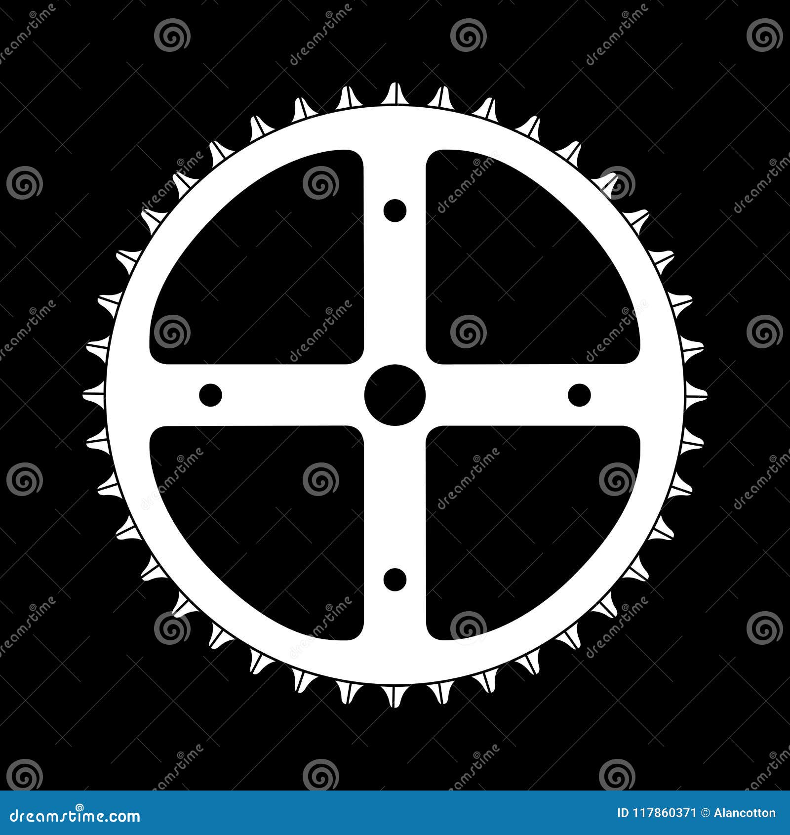 Large Front Bicycle Cog Over a Black Background Stock Vector ...