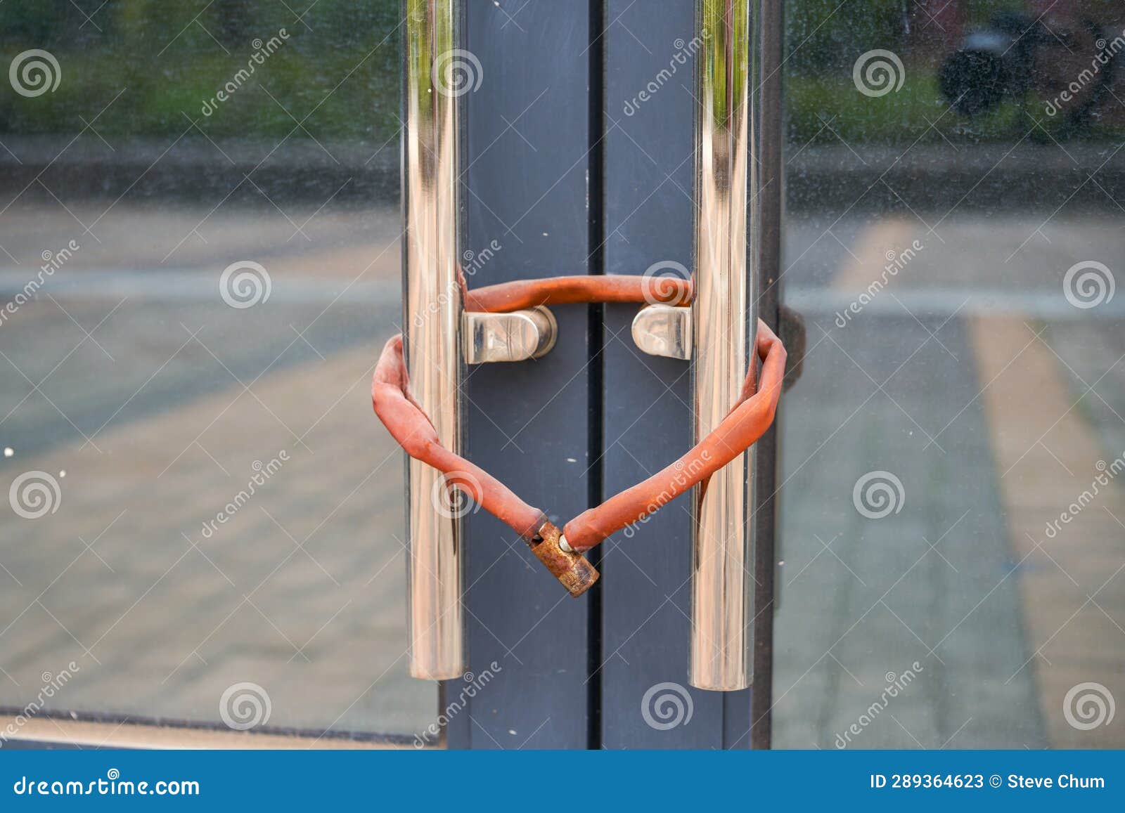 Large Front Door Locked with Chains Stock Image - Image of access ...