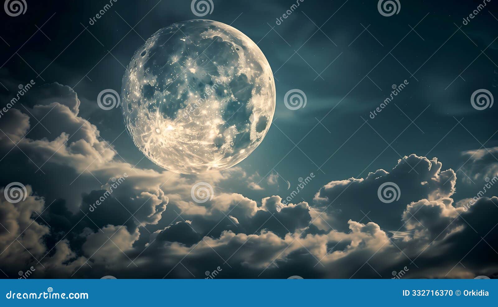 A Large Full Moon in a Night Sky Stock Illustration - Illustration of ...