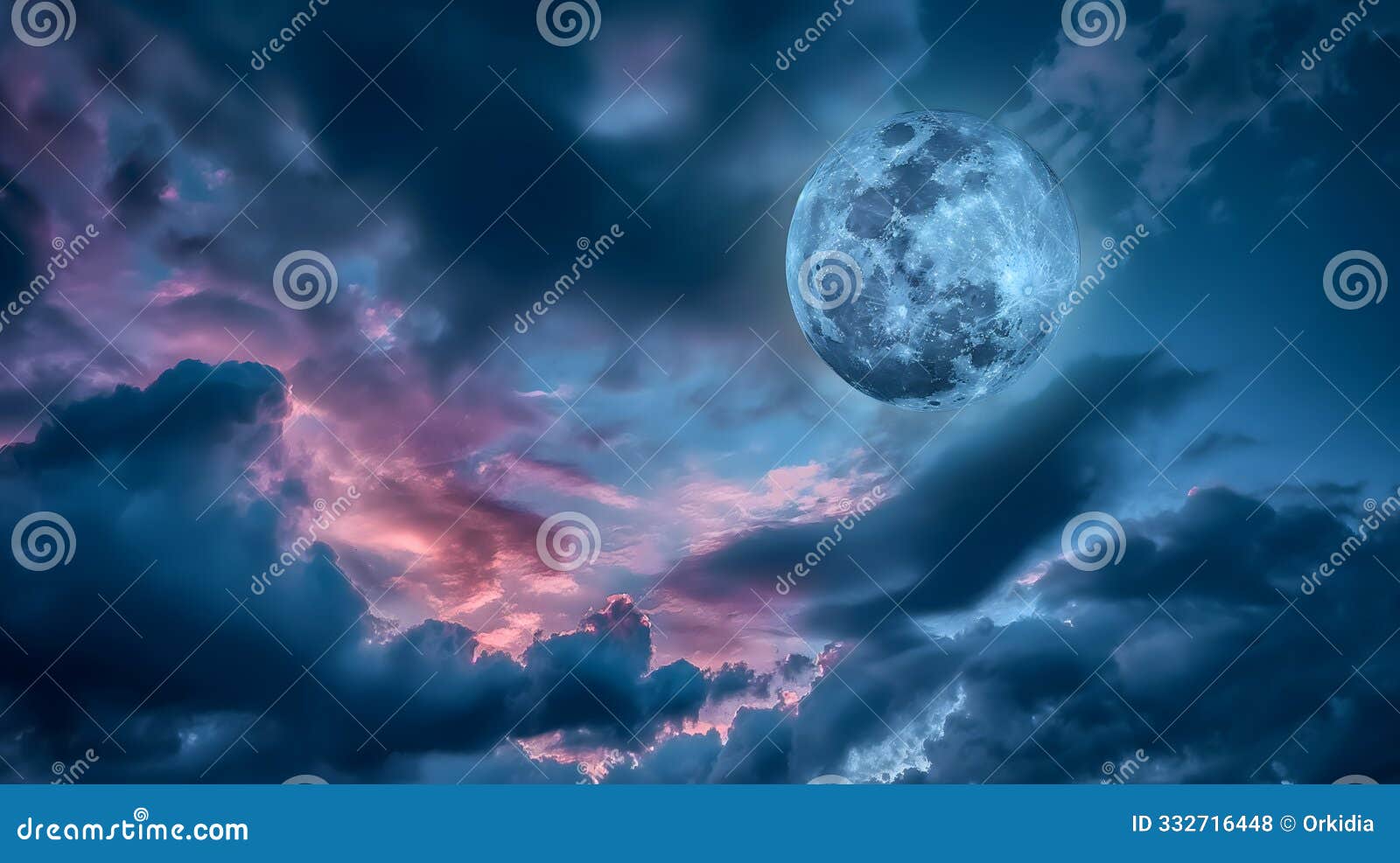 A Large Full Moon in a Night Sky Stock Illustration - Illustration of ...