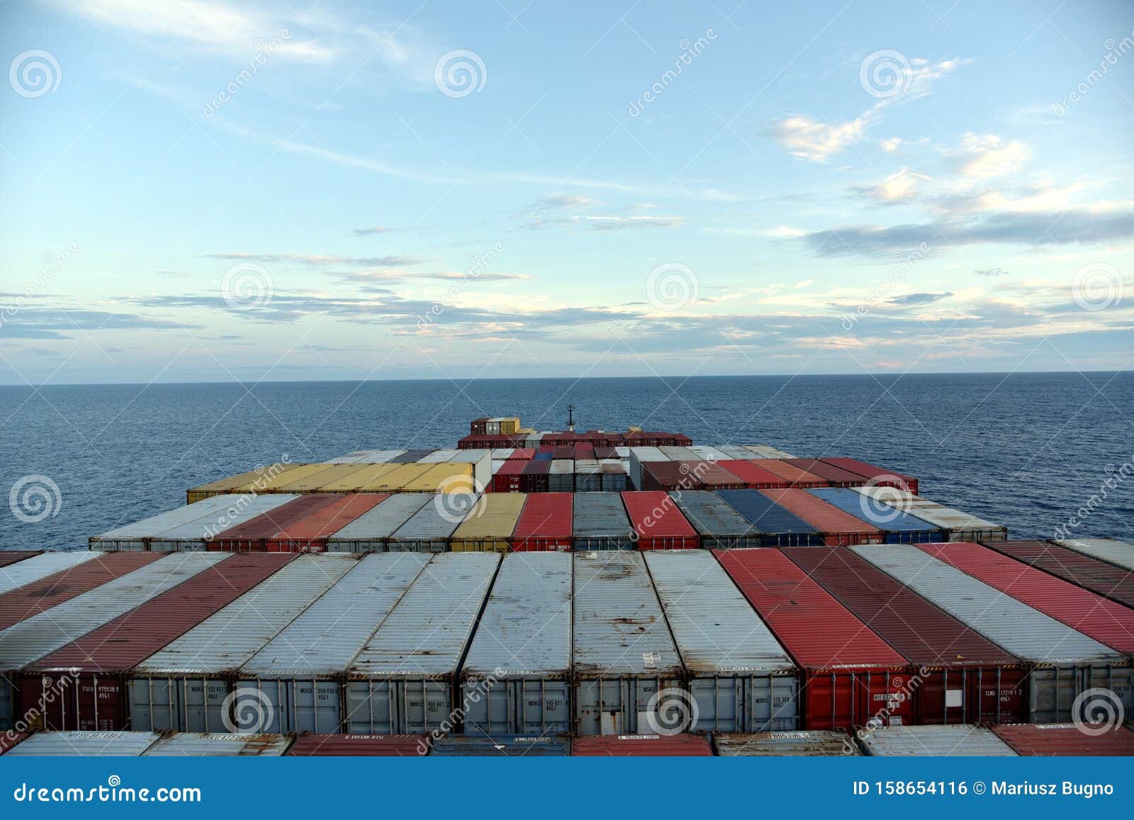 Very Large Container Ship Sailing through the Ocean. Stock Photo ...