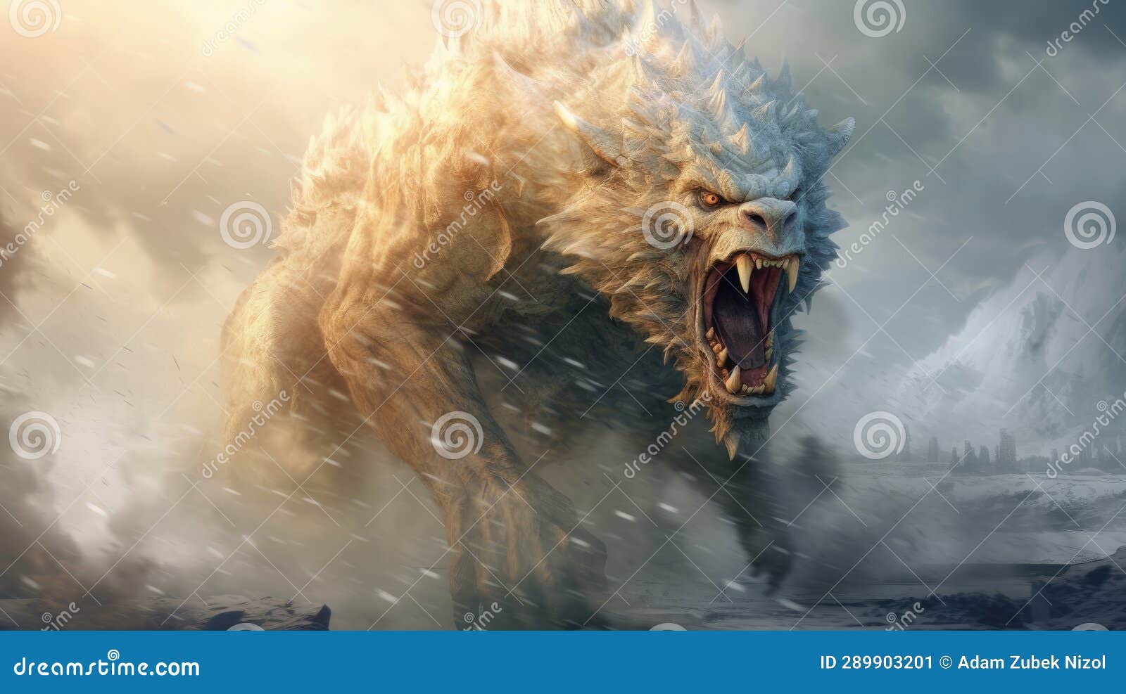 A Large Furry Animal with Sharp Teeth Stock Illustration - Illustration ...