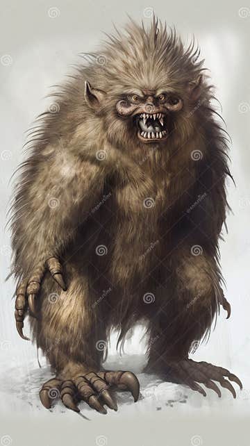Large Furry Beast with Sharp Claws and Teeth Stock Illustration ...