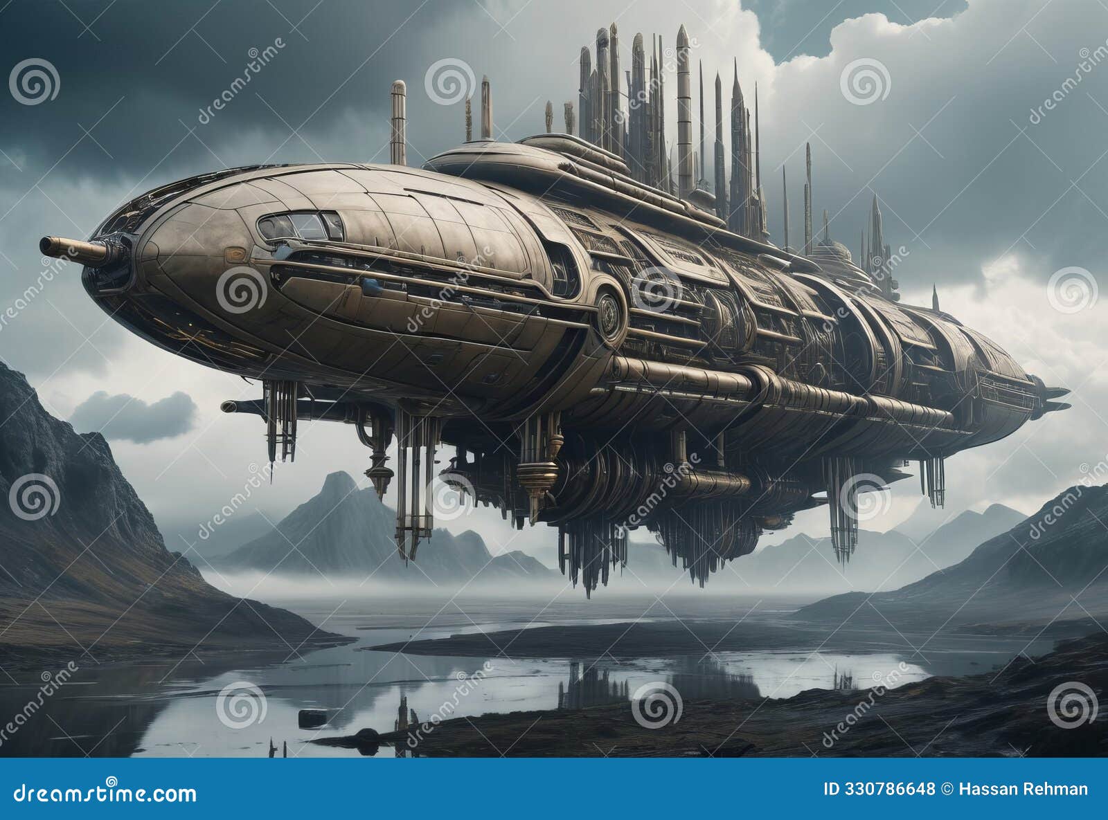 A Large, Futuristic Mechanical Vehicle Stock Illustration ...