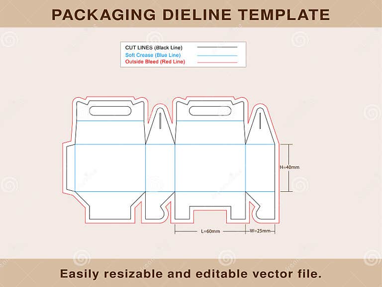 Large Gable Box Dieline Template Design Stock Vector - Illustration of ...