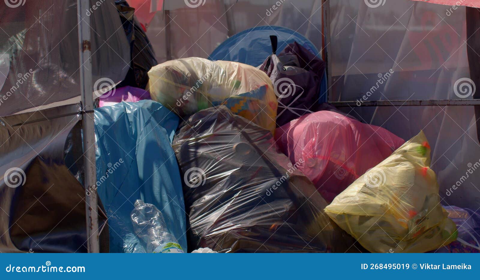 Large Garbage Bags Folded Transport. Separation Garbage Packages Types ...