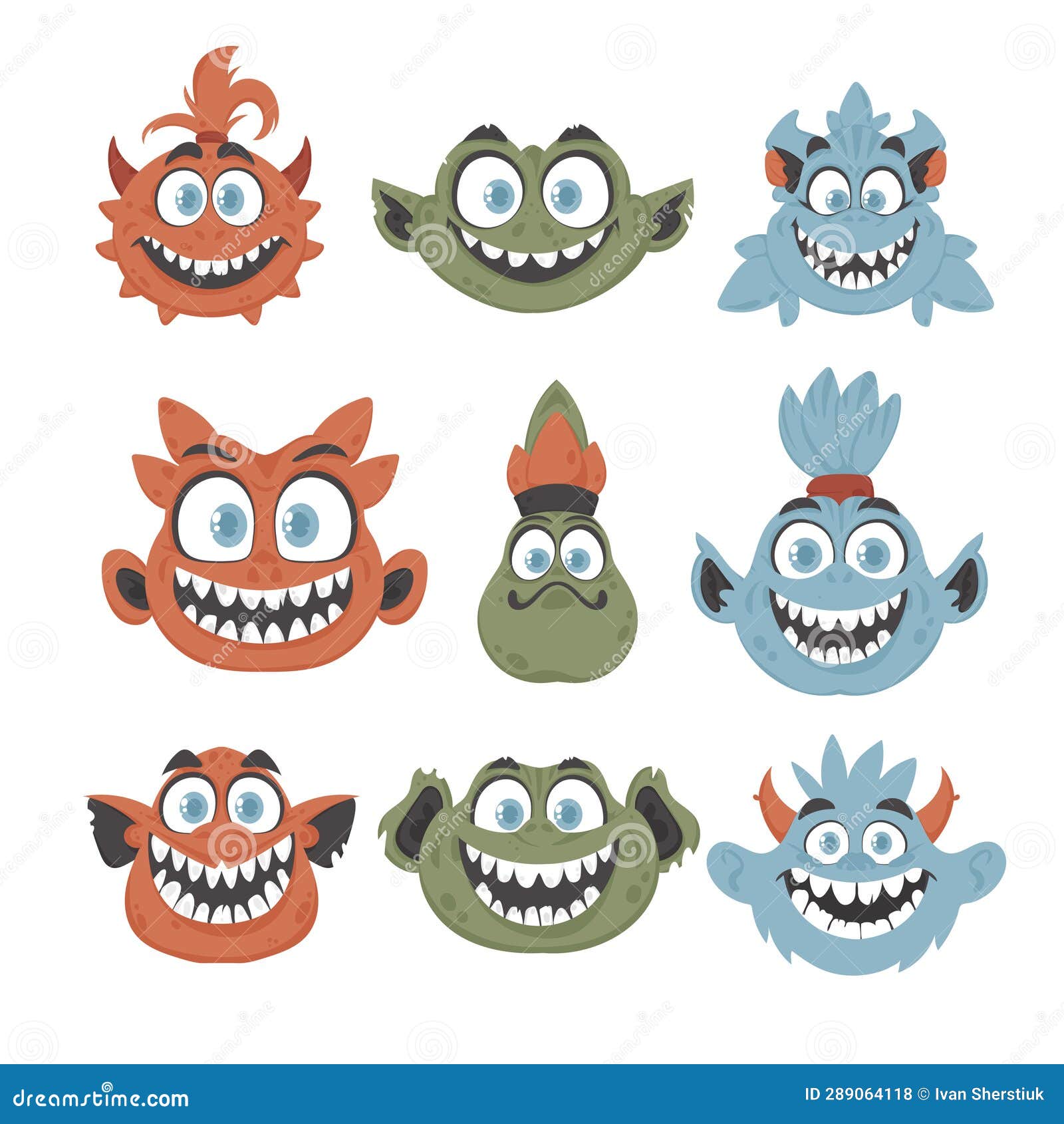 A Large Gathering of Silly and Amusing Monster Expressions. Cartoon ...