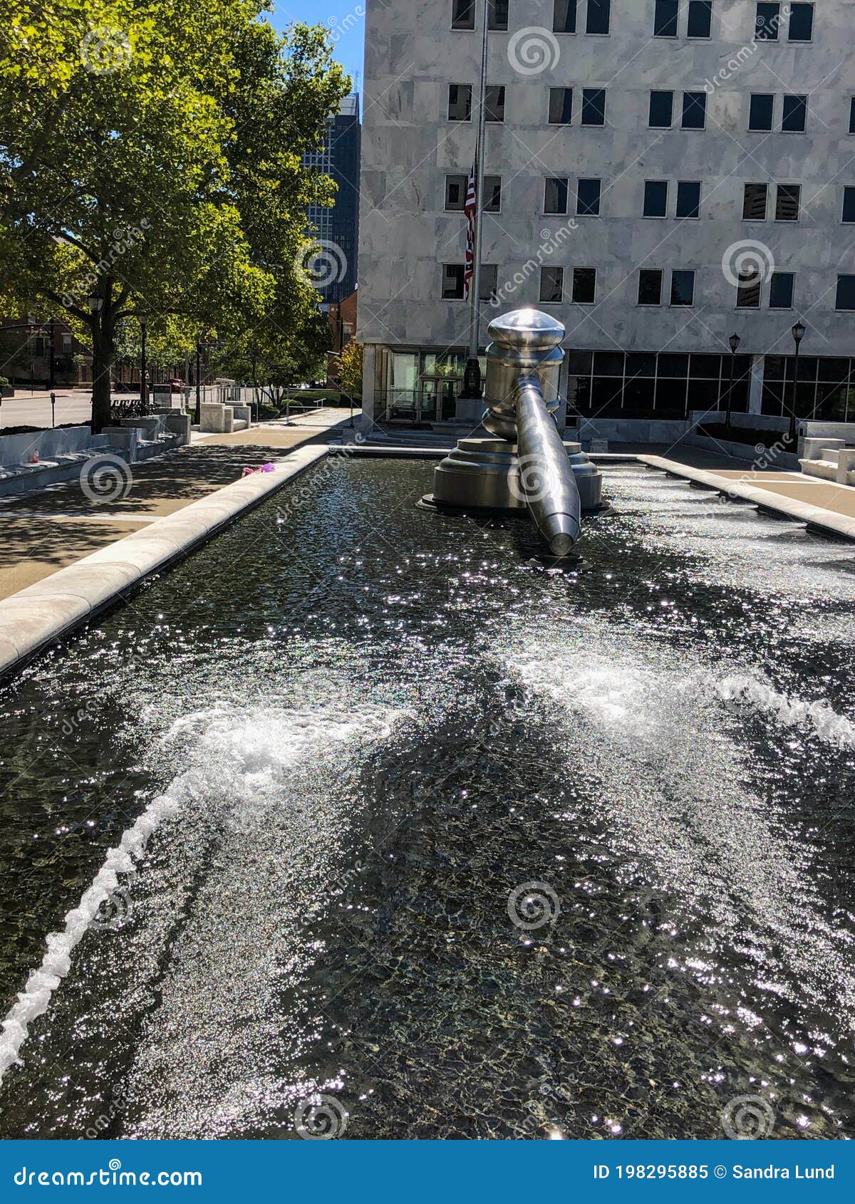 Large Gavel Statute in Water in Downtown Columbus Stock Image - Image ...