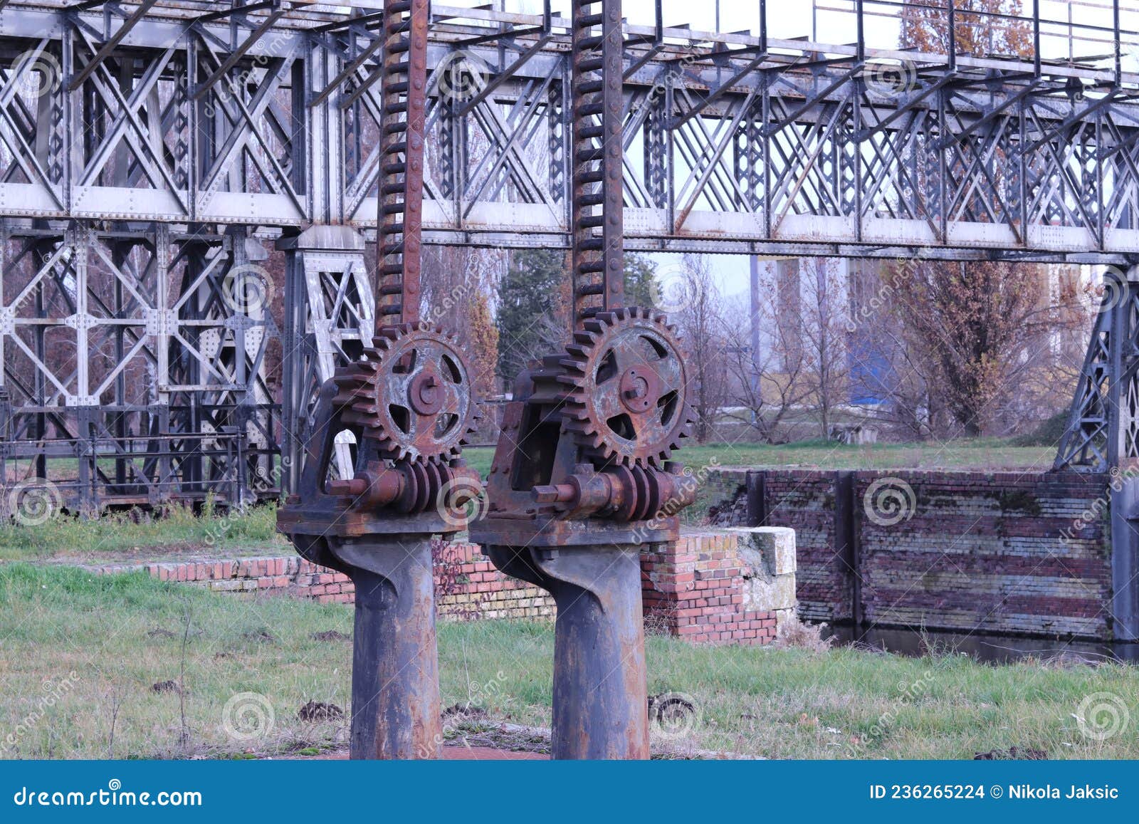 Large Gears that Raise the Gate on the Dam Stock Photo - Image of iron ...