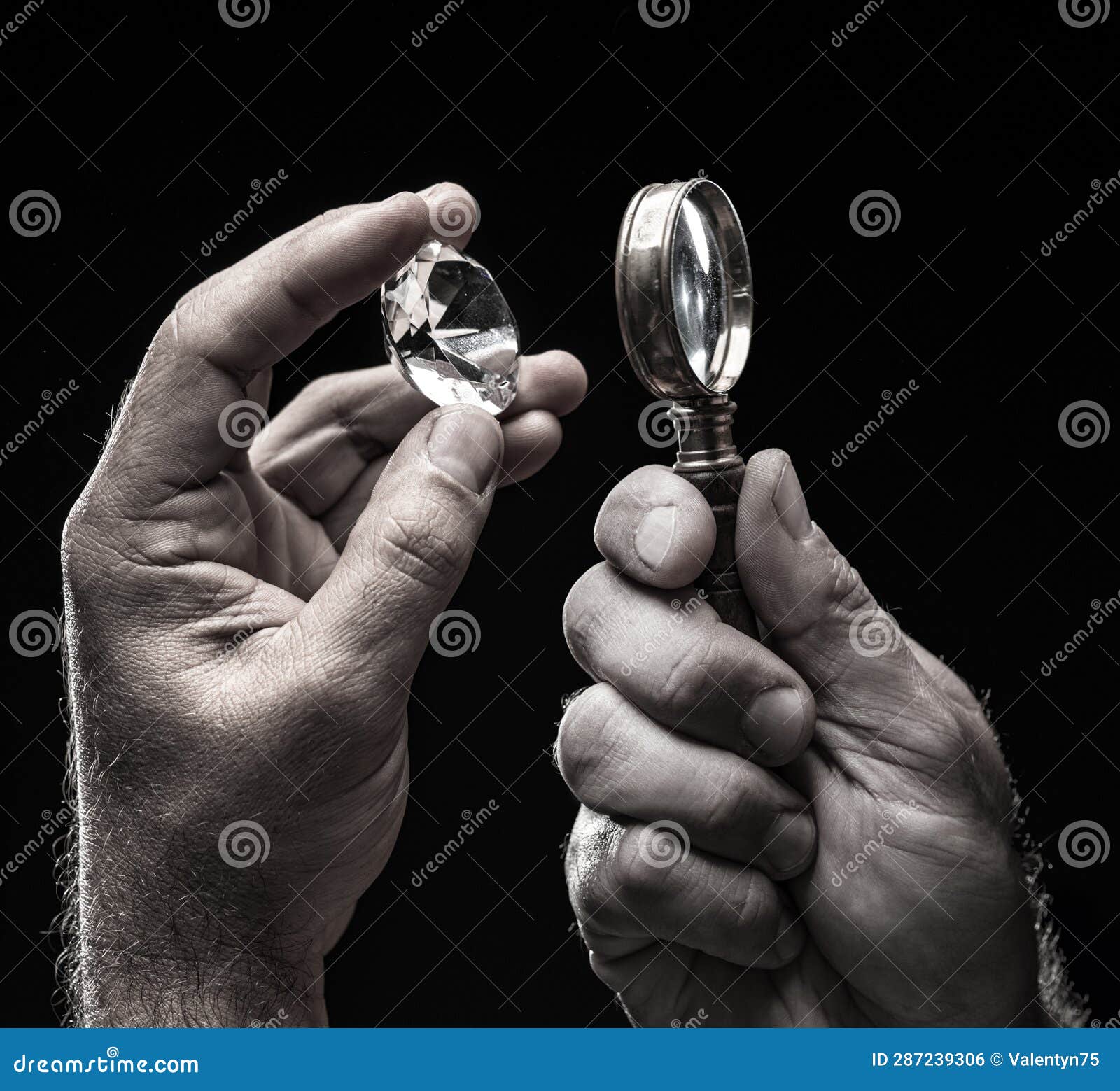 Large Gemstone in Jeweler S Hand Close Up. Gem Identifying and ...