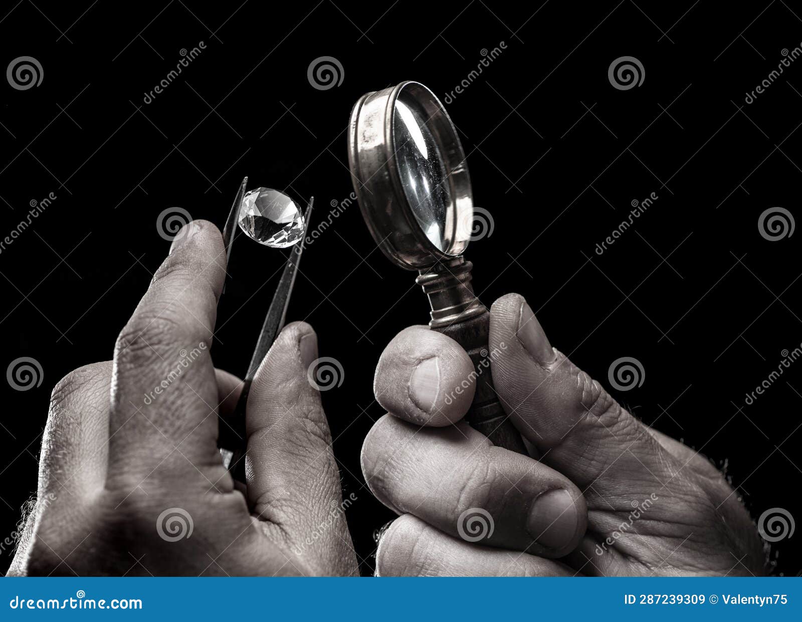 Large Gemstone in Jeweler S Hand Close Up. Gem Identifying and ...