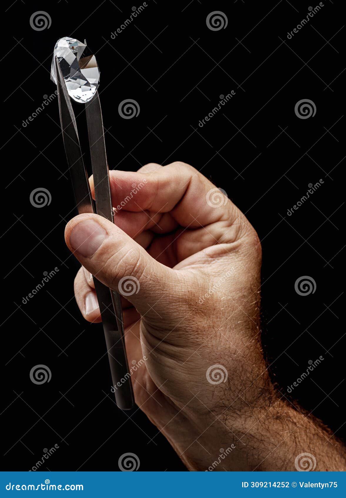 Large Gemstone in Jeweler S Hand Close Up. Gem Identifying and ...