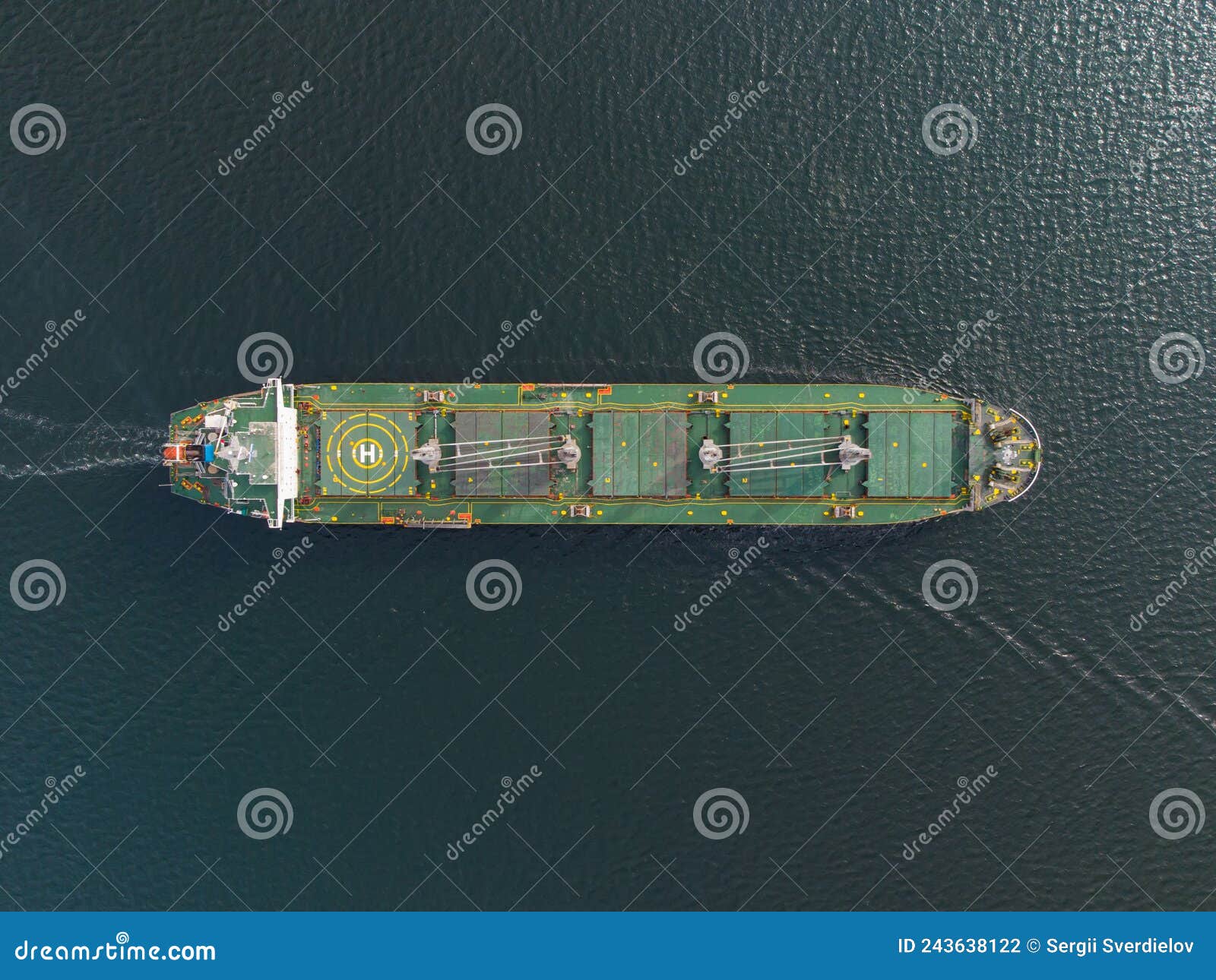 Large General Cargo Ship Tanker Bulk Carrier, Top Down Aerial View ...