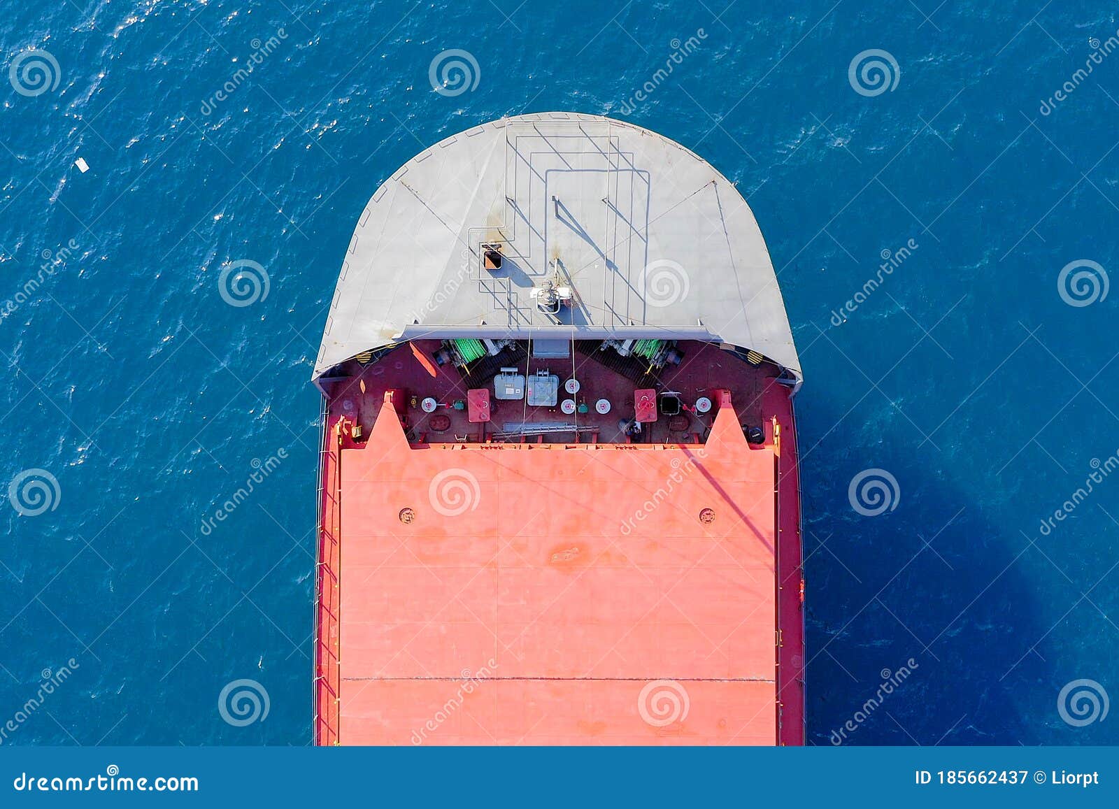 Large General Cargo Ship, Top Down Aerial. Stock Image - Image of bulk ...