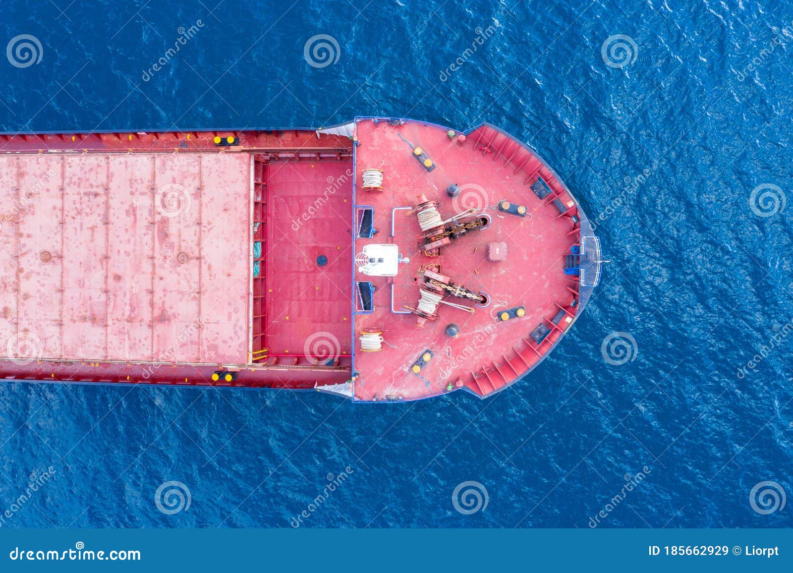 Large General Cargo Ship, Top Down Aerial. Stock Image - Image of ...