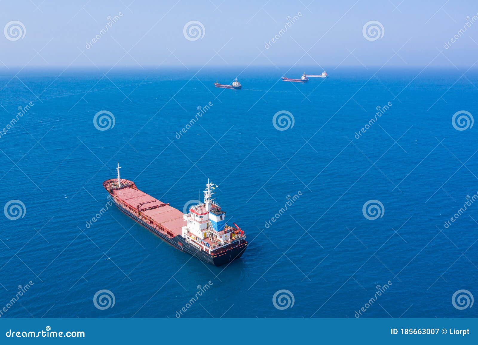 Large General Cargo Ship, Top Down Aerial. Stock Image - Image of cargo ...