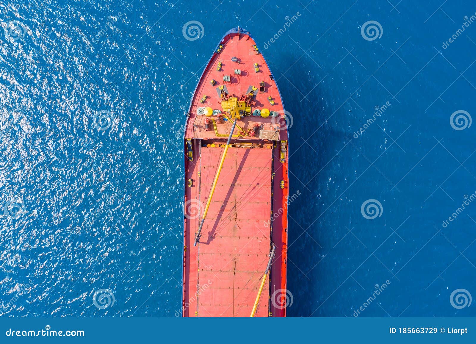 Large General Cargo Ship, Top Down Aerial. Stock Image - Image of ...