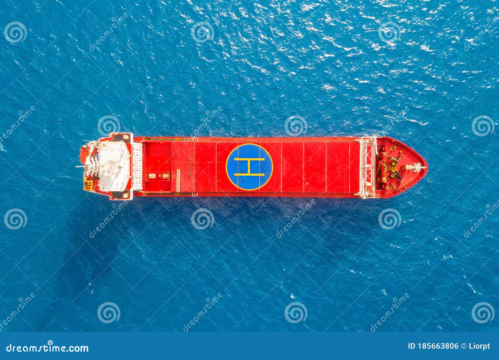 Large General Cargo Ship, Top Down Aerial. Stock Photo - Image of bulk ...