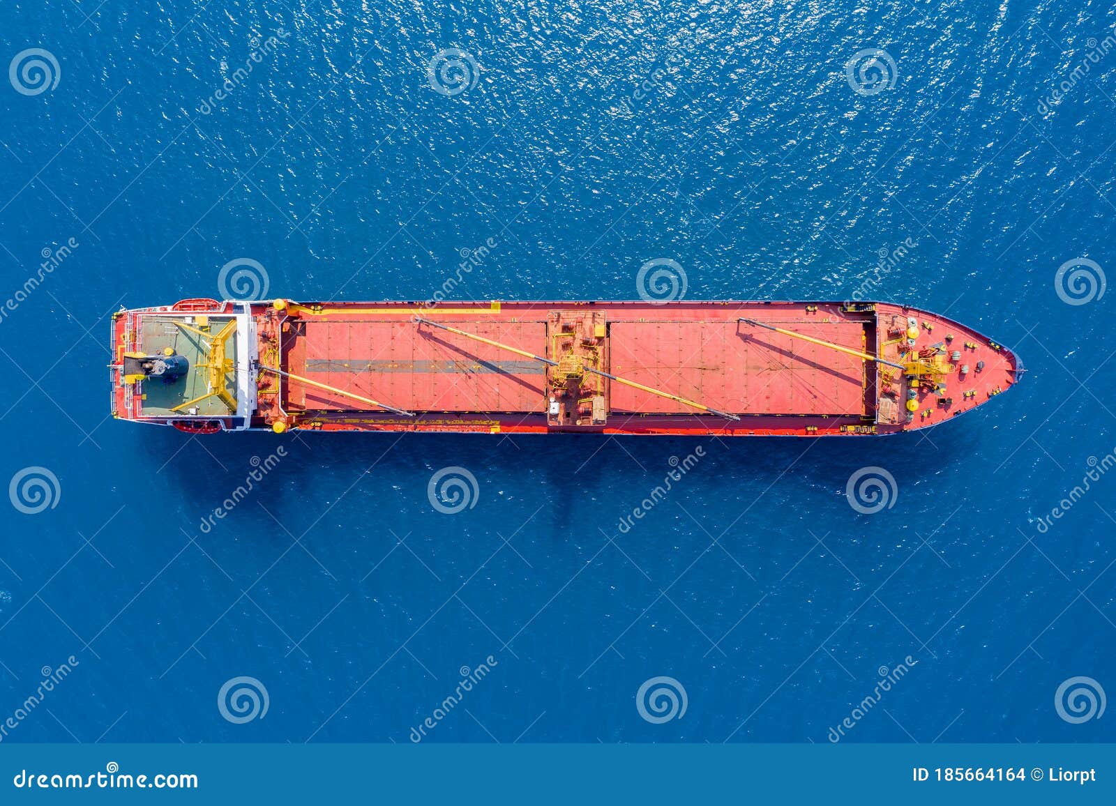 Large General Cargo Ship, Top Down Aerial. Stock Photo - Image of ...