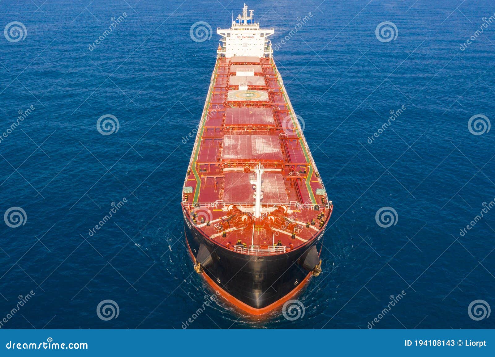 Large General Cargo Ship, Top Down Aerial. Stock Image - Image of ...
