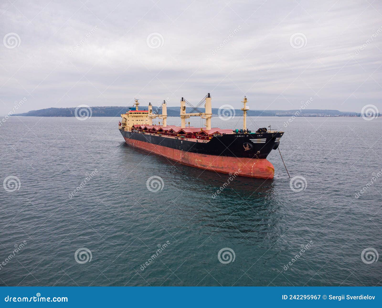 Large General Cargo Ship, Top Down Aerial View Stock Image - Image of ...