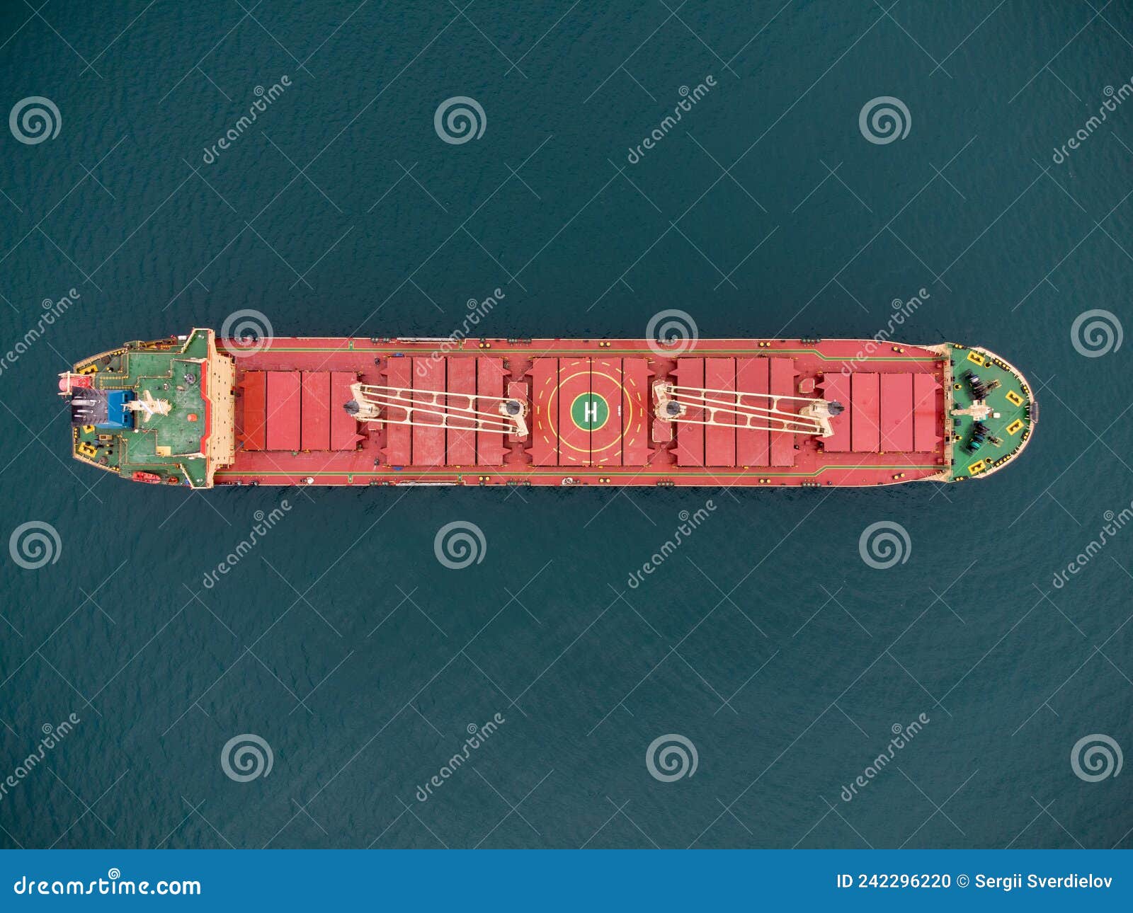 Large General Cargo Ship, Top Down Aerial View Stock Photo - Image of ...
