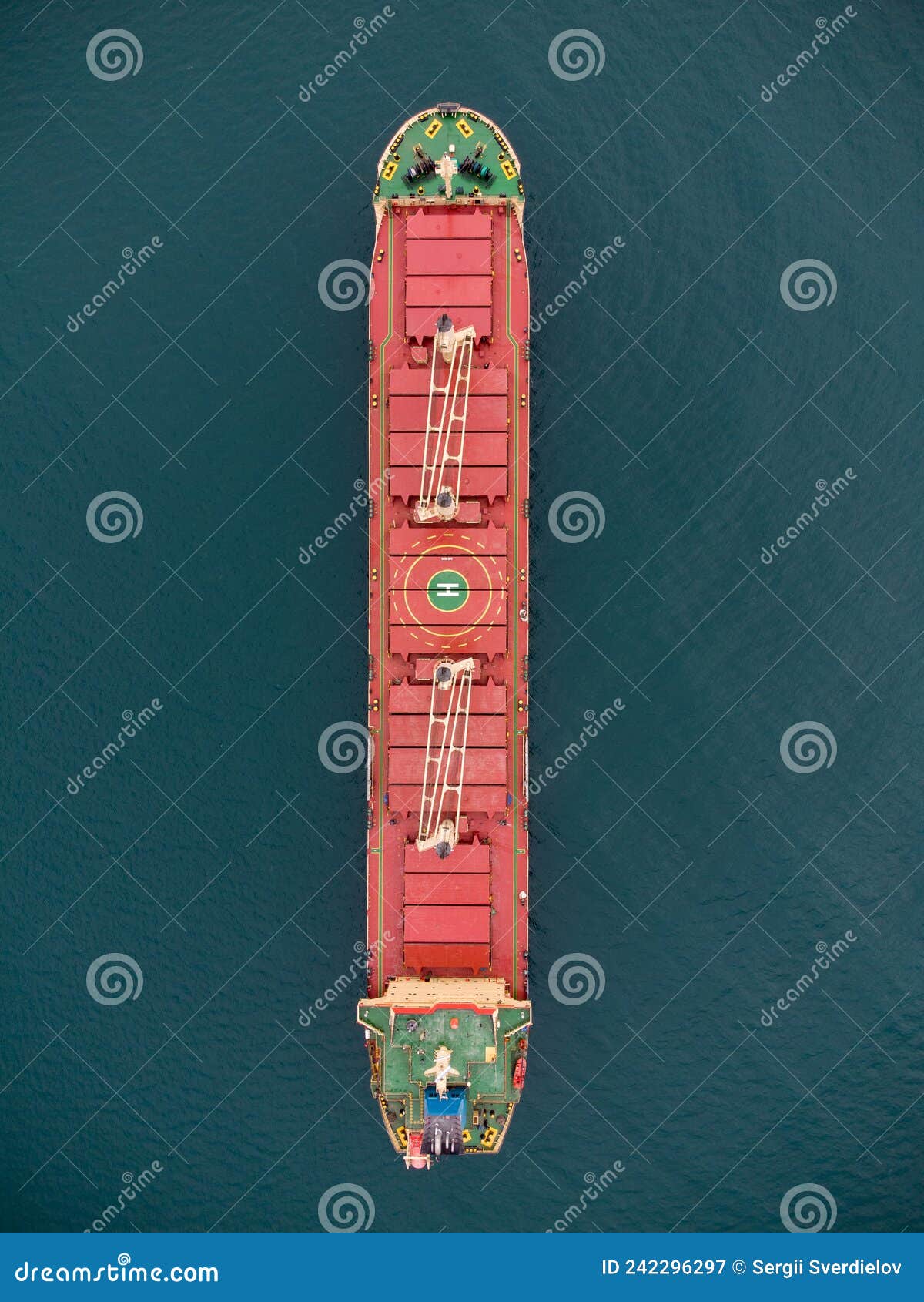 Large General Cargo Ship, Top Down Aerial View Stock Image - Image of ...