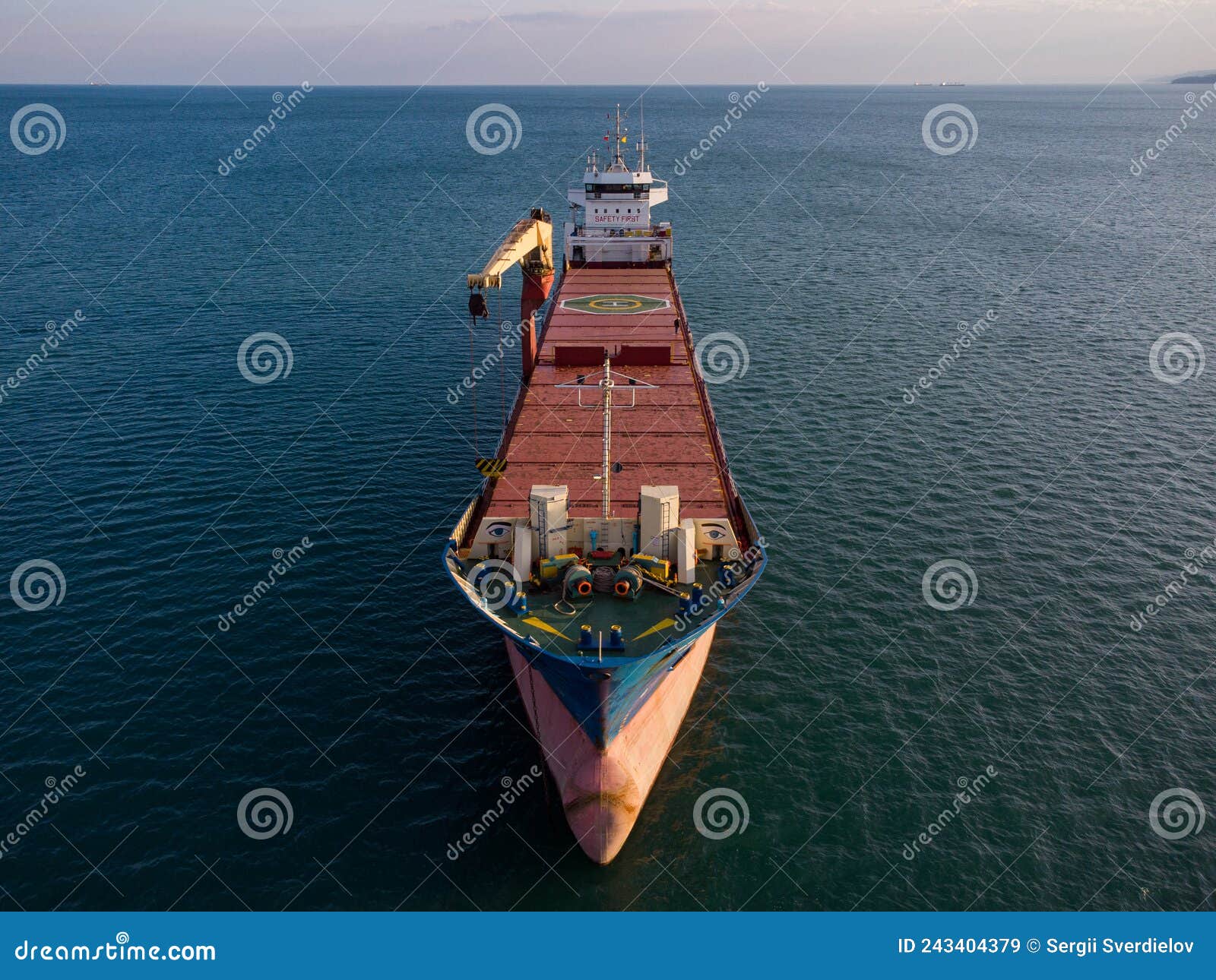 Large General Cargo Ship, Top Down Aerial View Stock Image - Image of ...