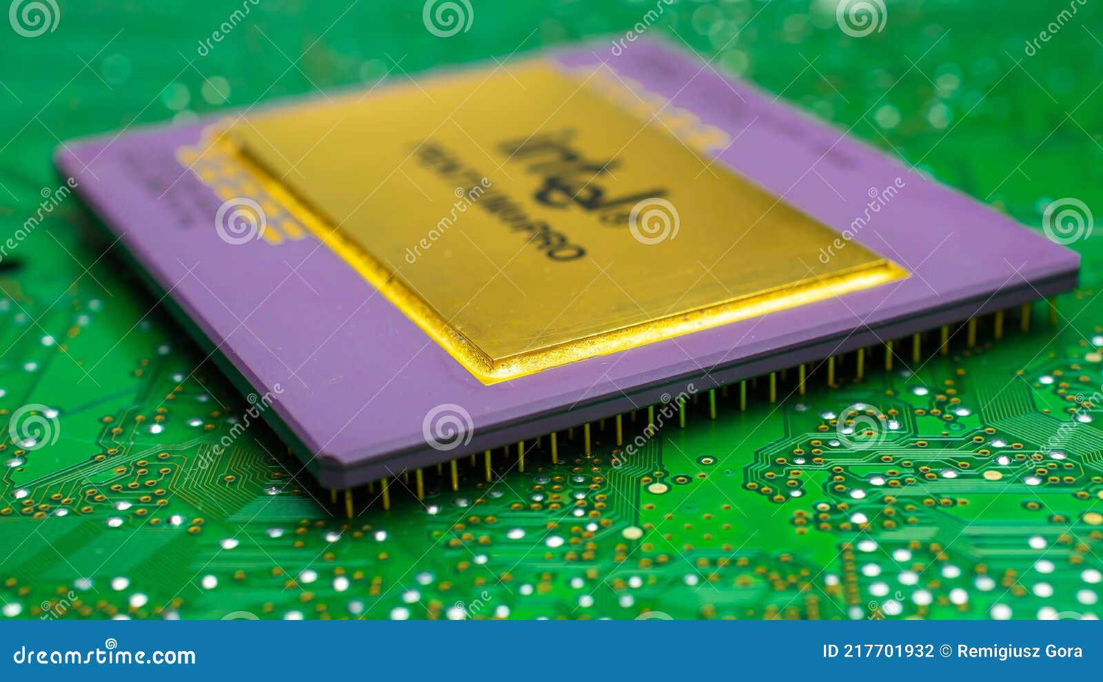 Large Gilded Ceramic Processor. Intel Pentium Pro Editorial Photography ...