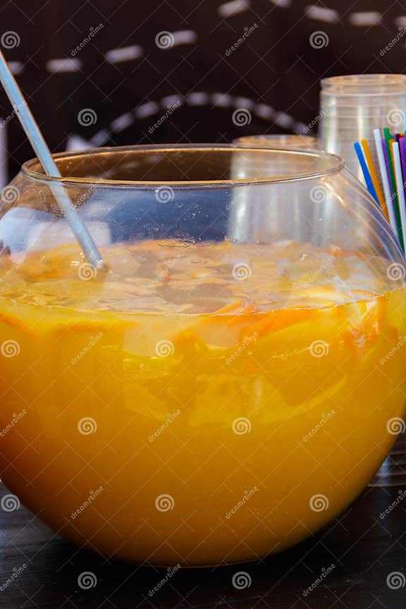 Large Glass Bowl with Lemonade Stock Image - Image of background, fruit ...