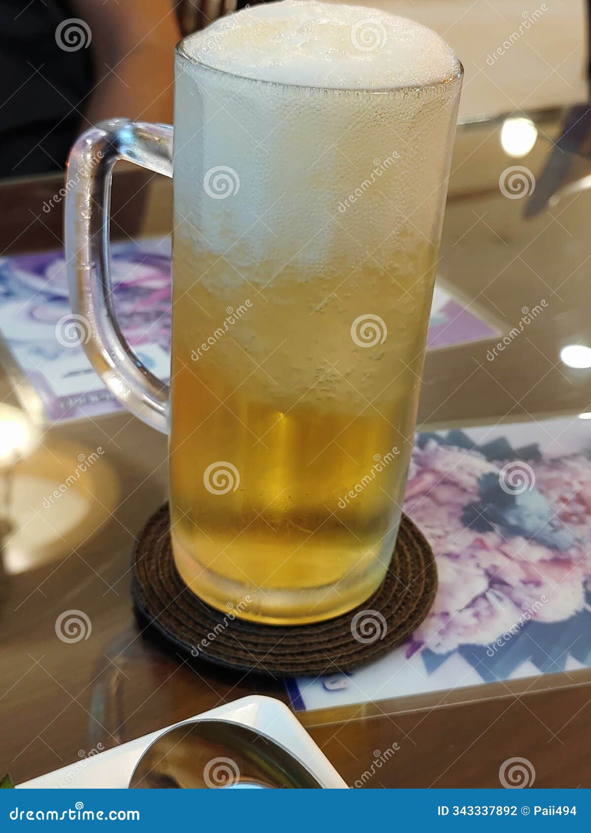 Large Glass of Frozen Beer in the Hotel Stock Photo - Image of large ...