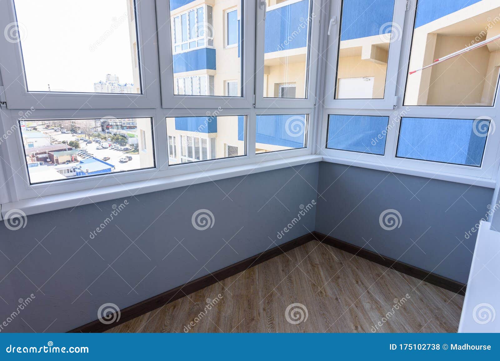 Large Glazed Plastic Windows, Renovated an Empty Balcony Stock Photo ...