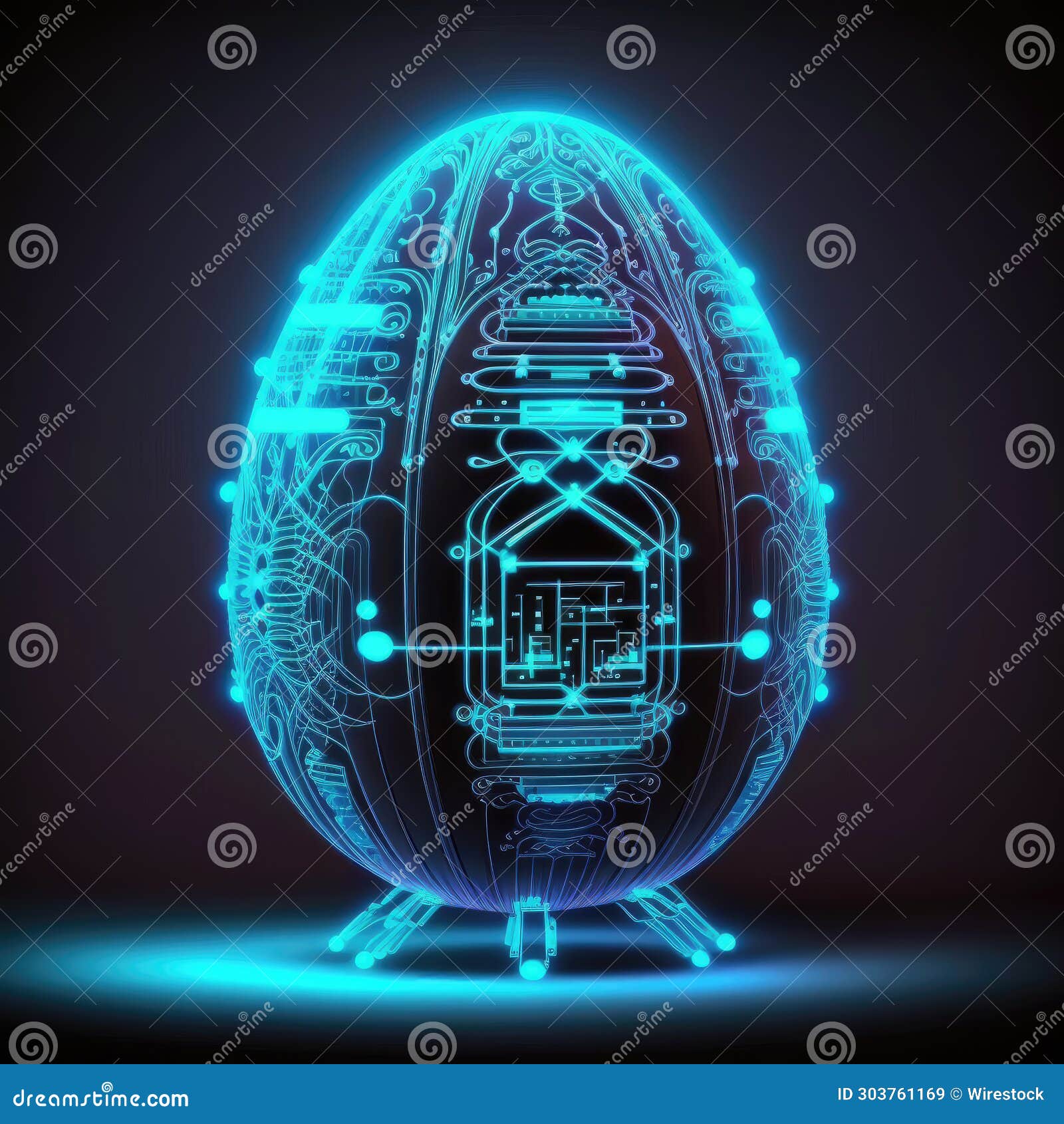 A Large Glowing Egg with a Circuiting Structure Inside of it Stock ...