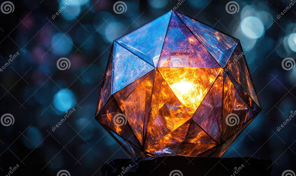 A Large, Glowing, Multi-sided, Hexagonal Object Sits on a Rock Stock ...