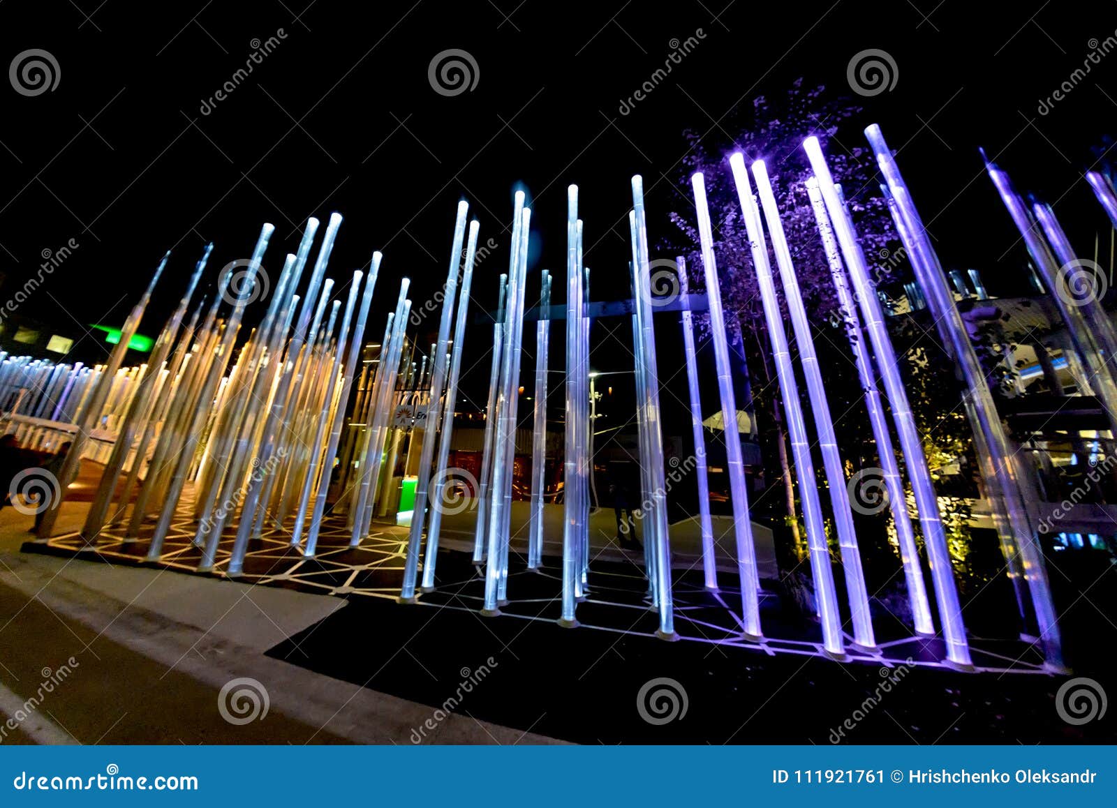 Large Glowing Neon Tubes Outdoor. Stock Image - Image of abstract ...