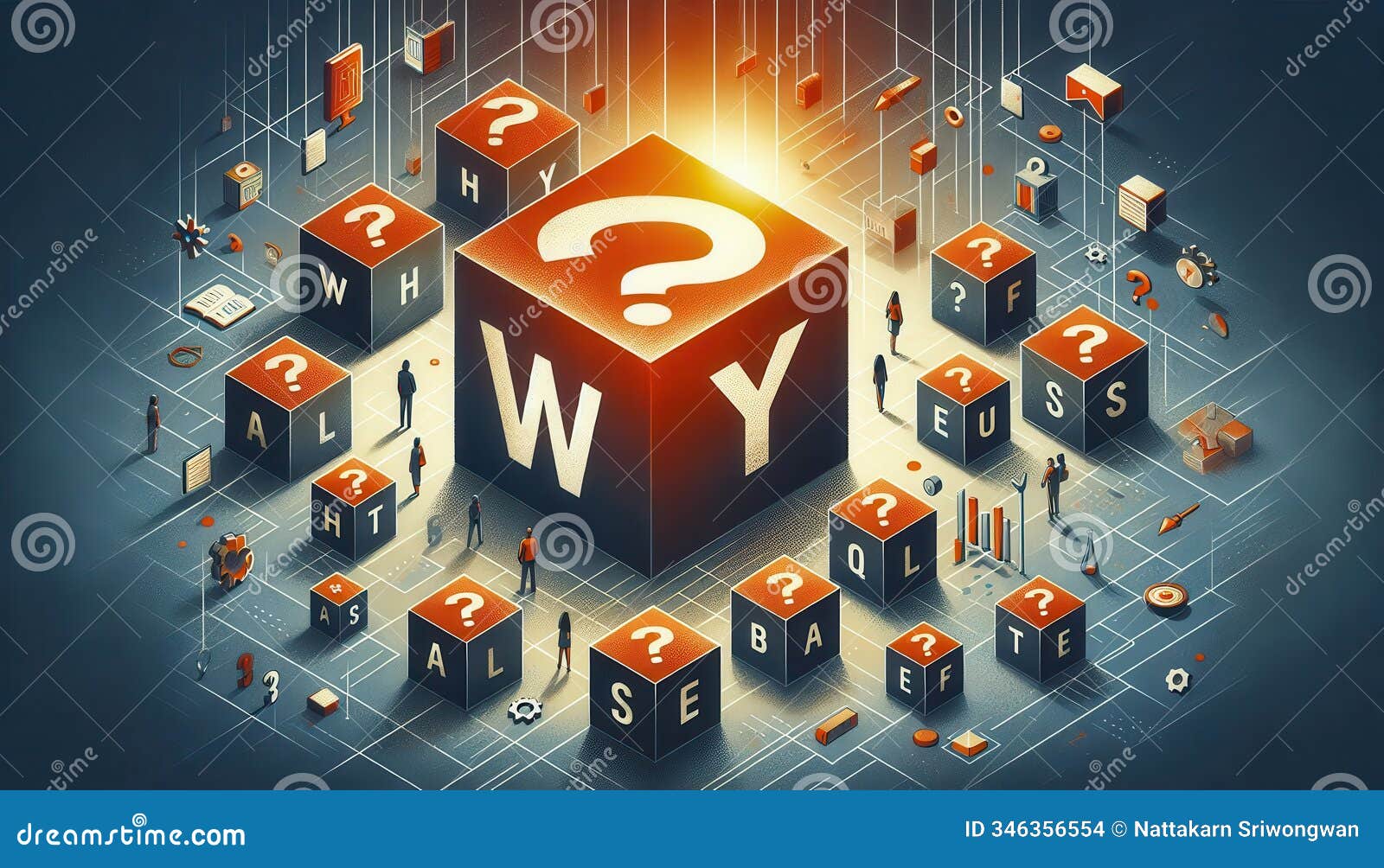 Many Wooden Blocks with the Letters Y H ? Arranged Stock Illustration ...