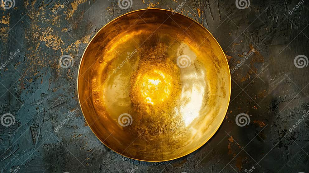 A Large Gold Bowl on a Wall Stock Image - Image of bowl, generated ...