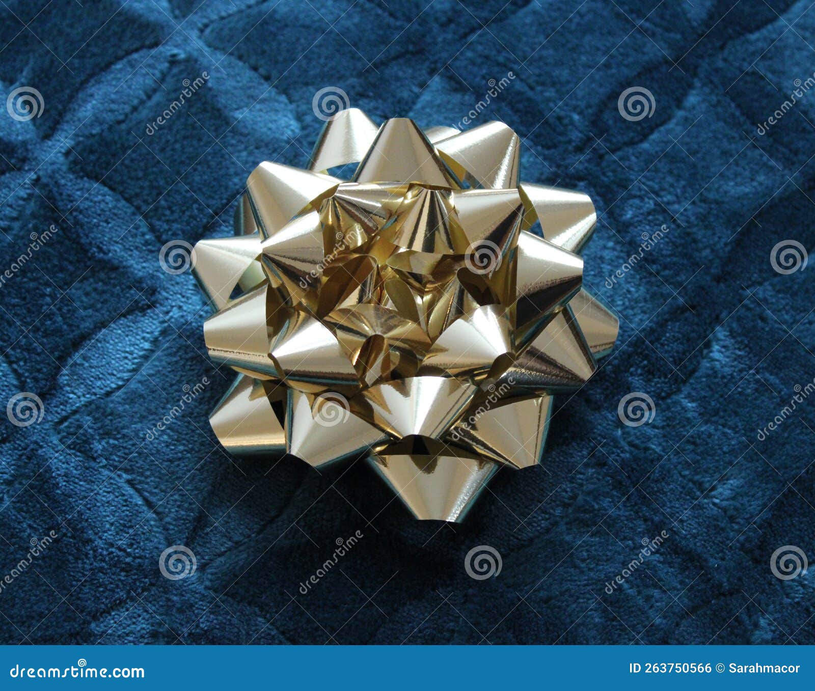 A Large Gold Gift Bow stock photo. Image of party, beautiful - 263750566