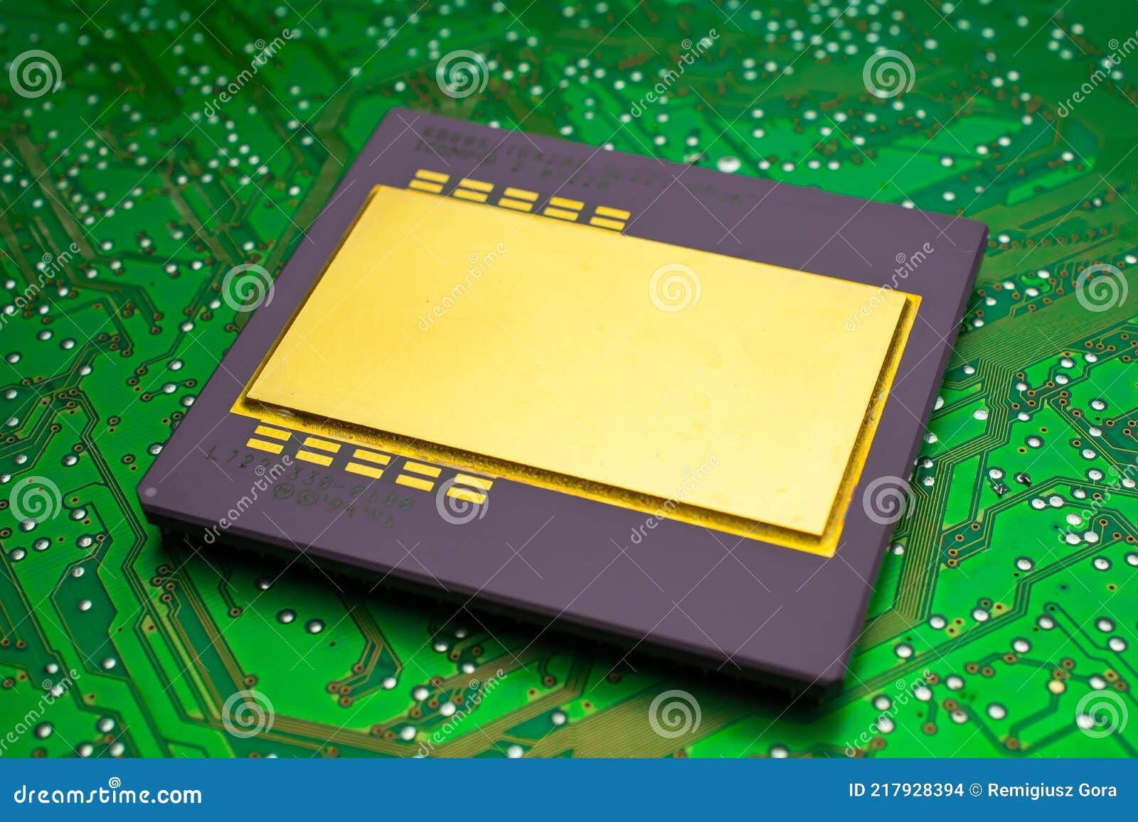 Large, Gold-plated Ceramic Processor. Intel Pentium Pro on Green PCB ...