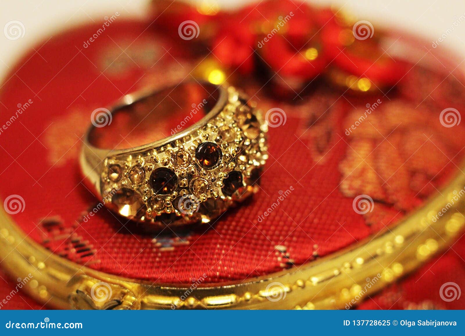 Large Gold Ring with Stones Stock Image - Image of gemstone, fashion ...