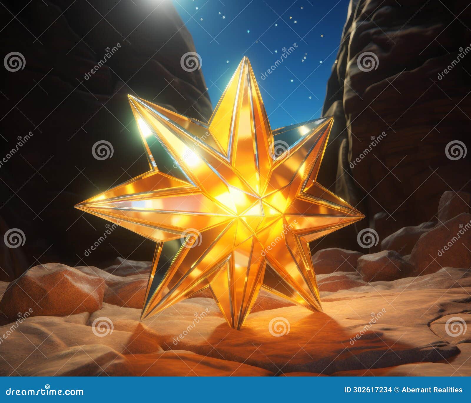 A Large Golden Star in the Middle of a Desert Stock Illustration ...
