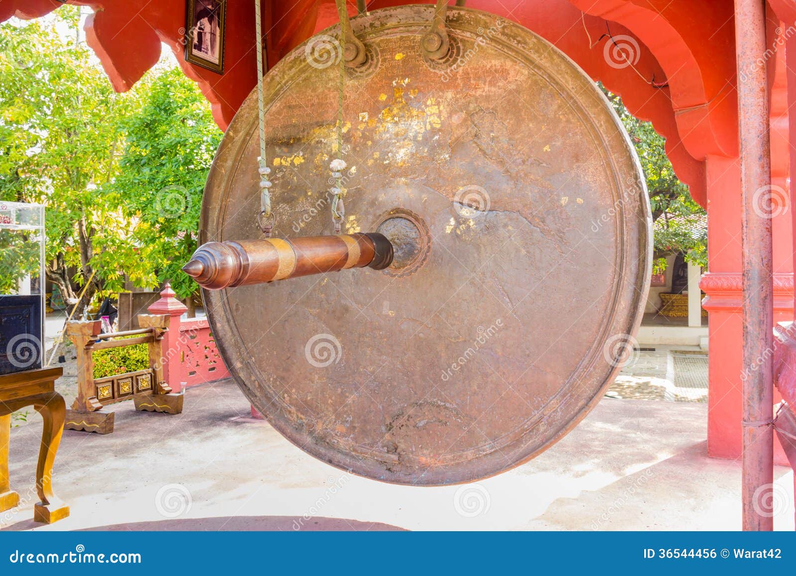 Large Gong at a Buddhist Temple Stock Photo - Image of travel ...