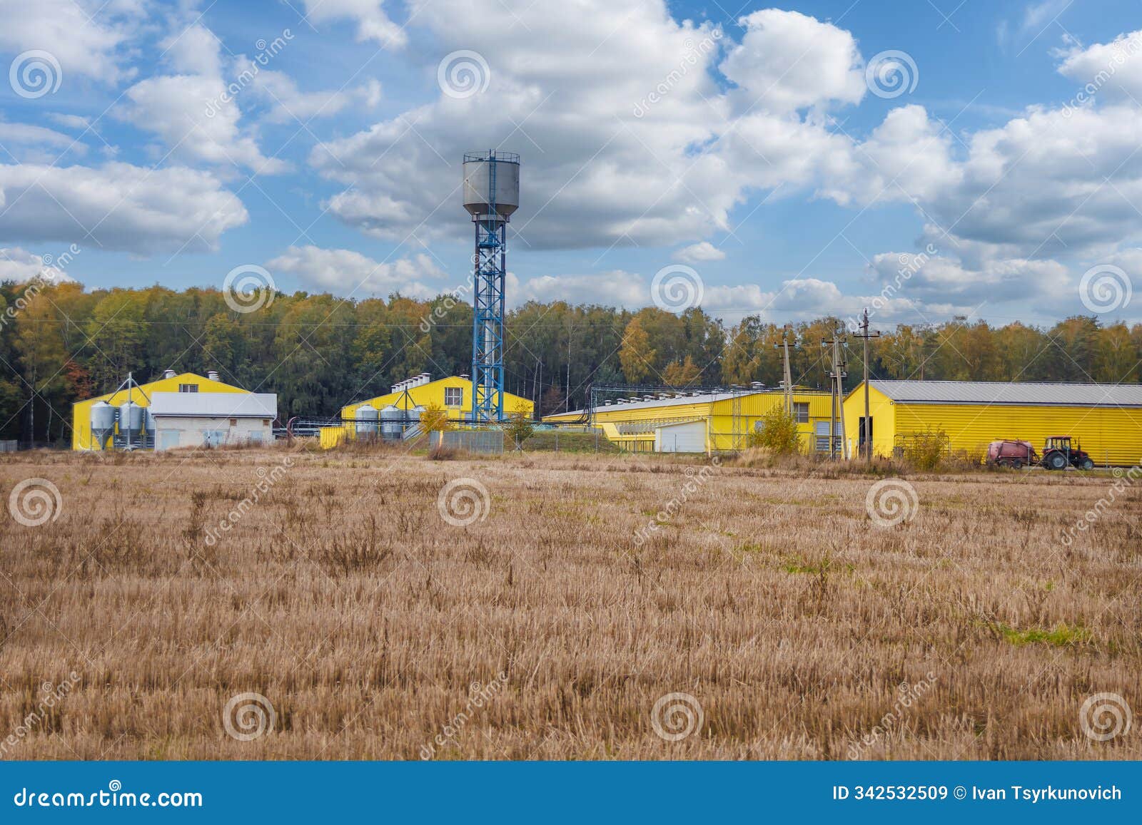 Large Grain Elevator with Multiple Cylindrical Metal Silos, Structural ...